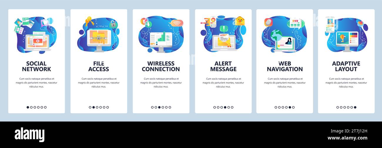 Mobile App Onboarding Screens Adaptive Layout Computer Security Access Alert Notification