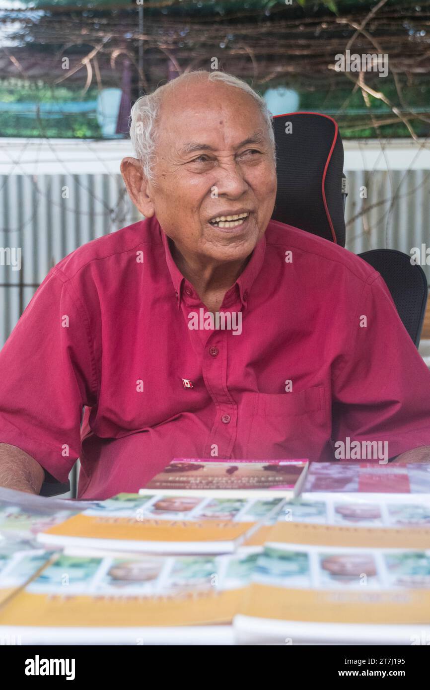 Chum Mey and his book in the courtyard of tuol sleng prison in phnom ...
