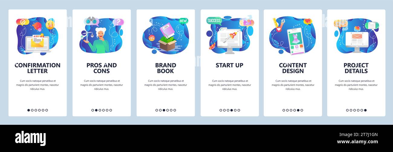 Mobile app onboarding screens. Site wireframe, launch business startup ...