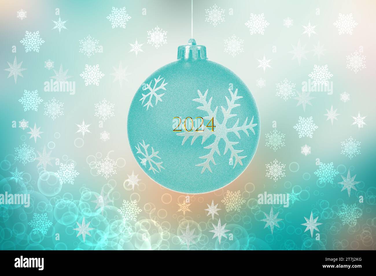 Merry Christmas and Happy New Year 2024 card background texture design with abstract blurred ...