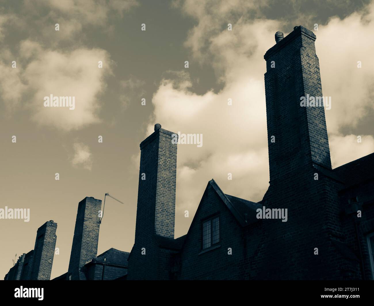 B&W, Chimneys of Savile House, Eton, Public School, Eton, Berkshire ...