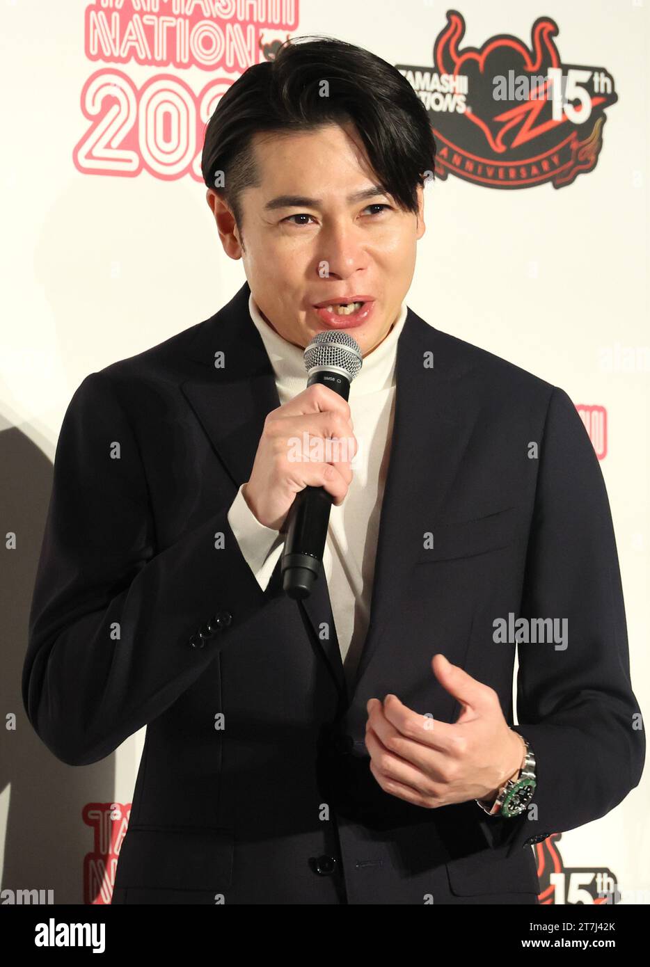 Tokyo, Japan. 16th Nov, 2023. Japanese comedy duo Heisei Nobushi Kobushi member Takashi ...