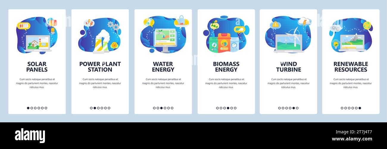 Onboarding for web site and mobile app. Menu banner vector template for ...