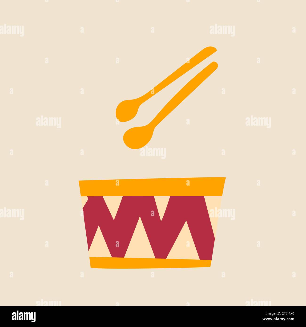 simple drum illustration with stick cartoon Stock Vector Image & Art ...