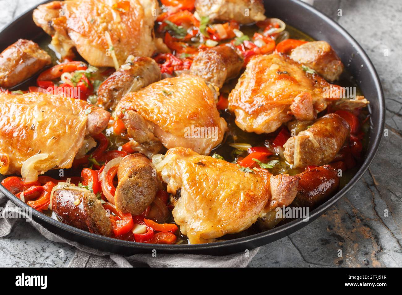 Chicken Scarpariello classic that combines chicken, onion, sausage, and ...