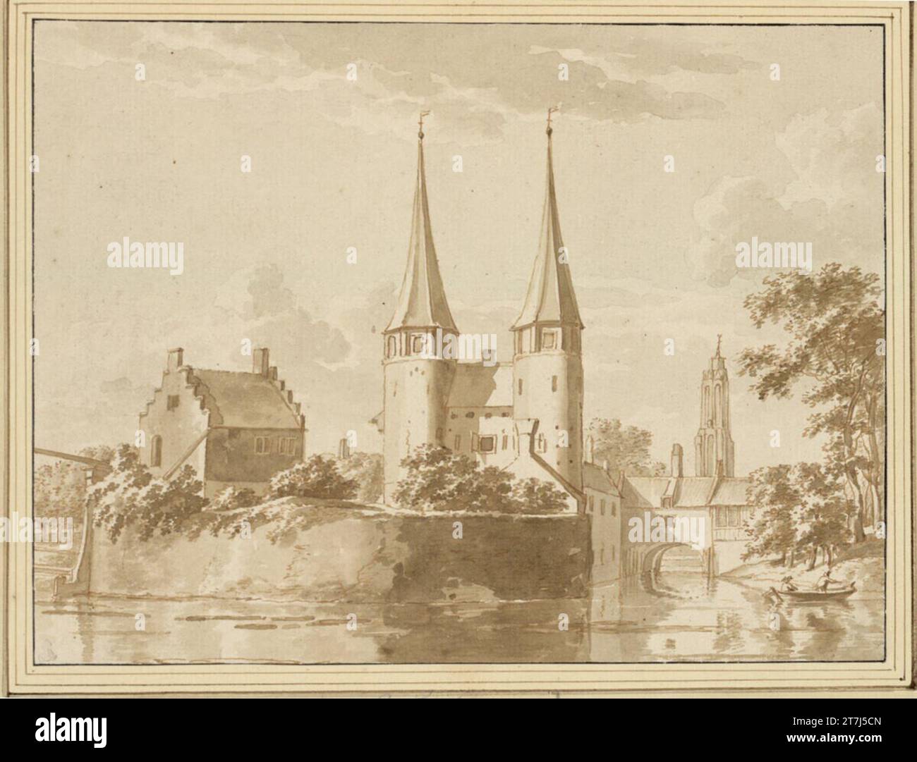 Gerrit Toorenburgh View of the towers of the east gate of Delft . Feder ...