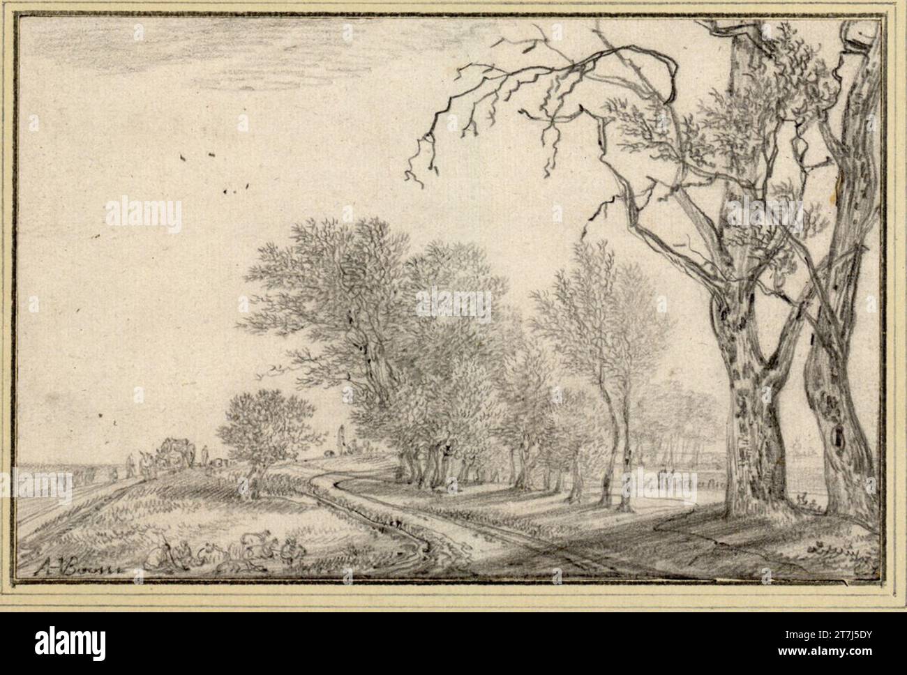 Adriaen Hendriksz. Verboom Tree -rich pasture landscape with street ...