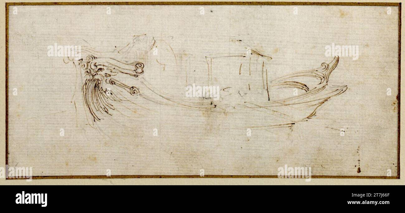 Stefano della Bella Sketch of a magnificent bar. Chalk, feather around ...