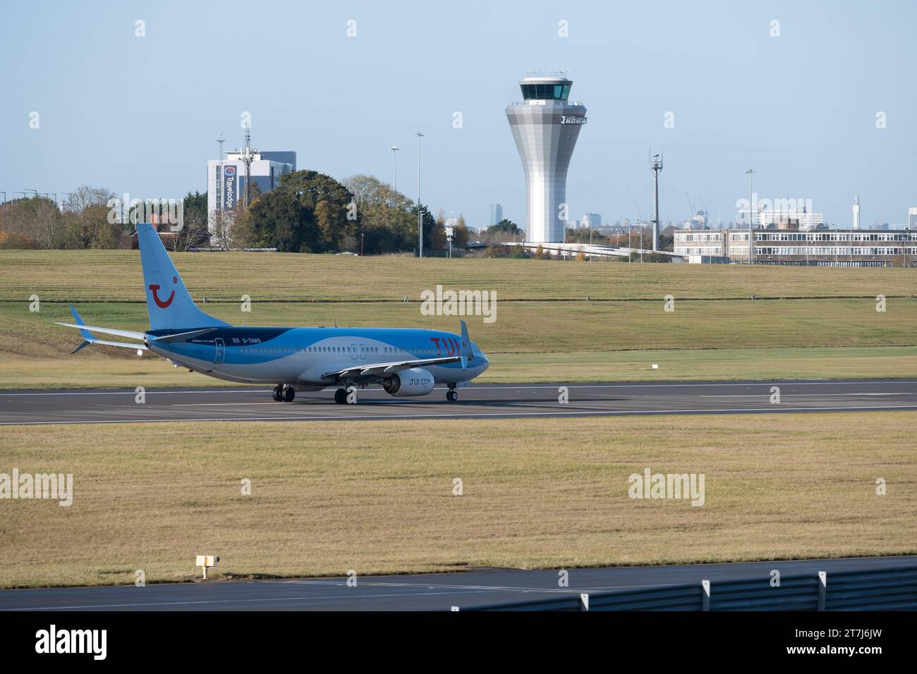 Tui Boeing 737-8K5 taking off at Birmingham Airport, UK (G-TAWS Stock ...