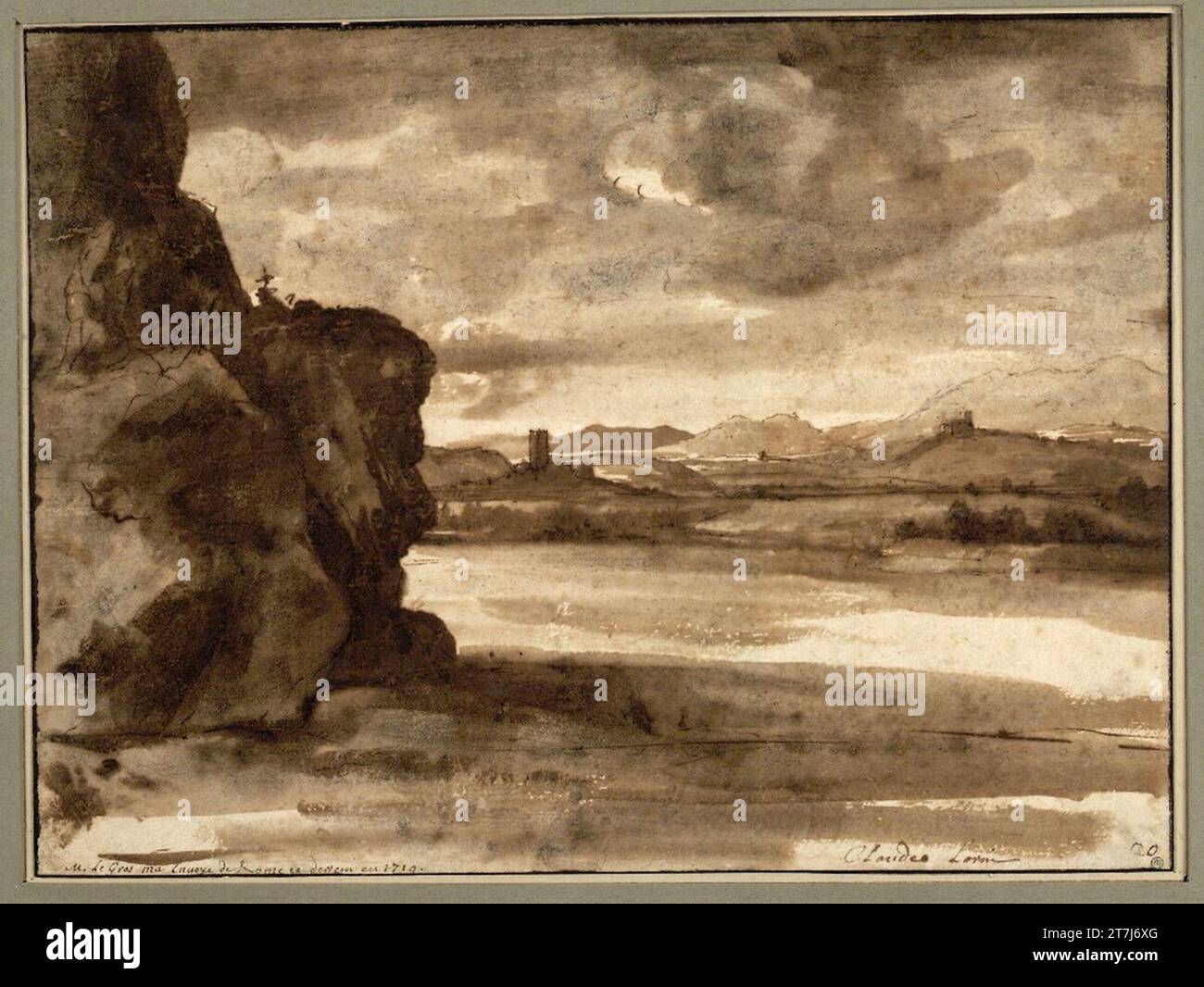 Claude Gellée gen. Claude Lorrain Tiber landscape north of Rome with a ...