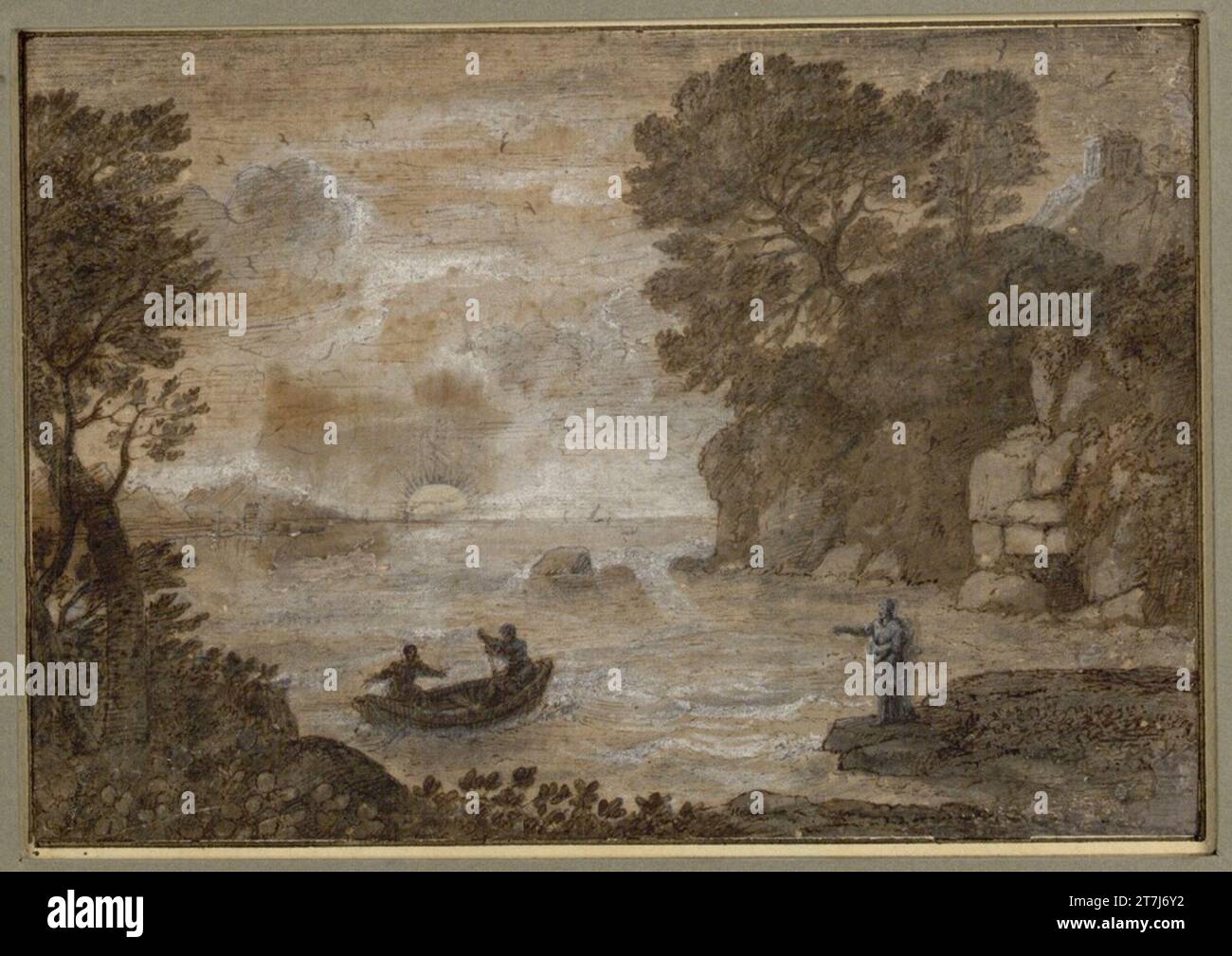 Claude Gellée gen. Claude Lorrain Sea bay at sunrise, Jesus calls Peter ...