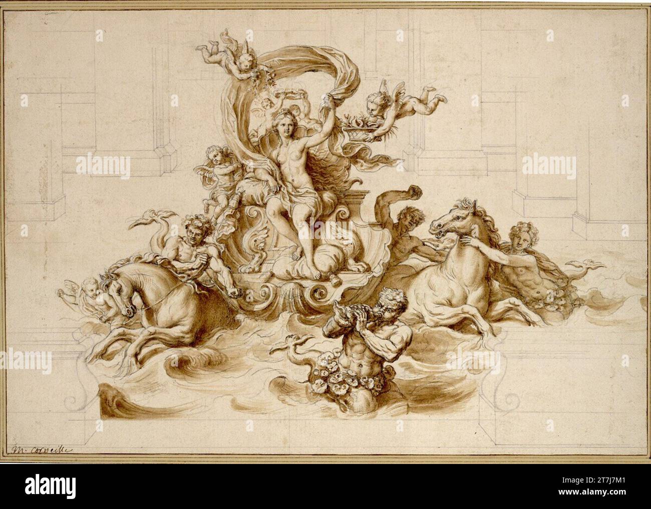 Michel Corneille d.J. The triumph of the amphitrite. Feder in gray and ...