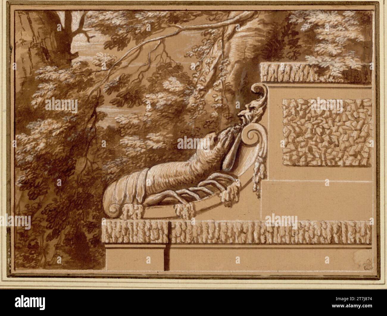Alexandre Jean-Baptiste Le Blond Side view of the boundary wall of the ...