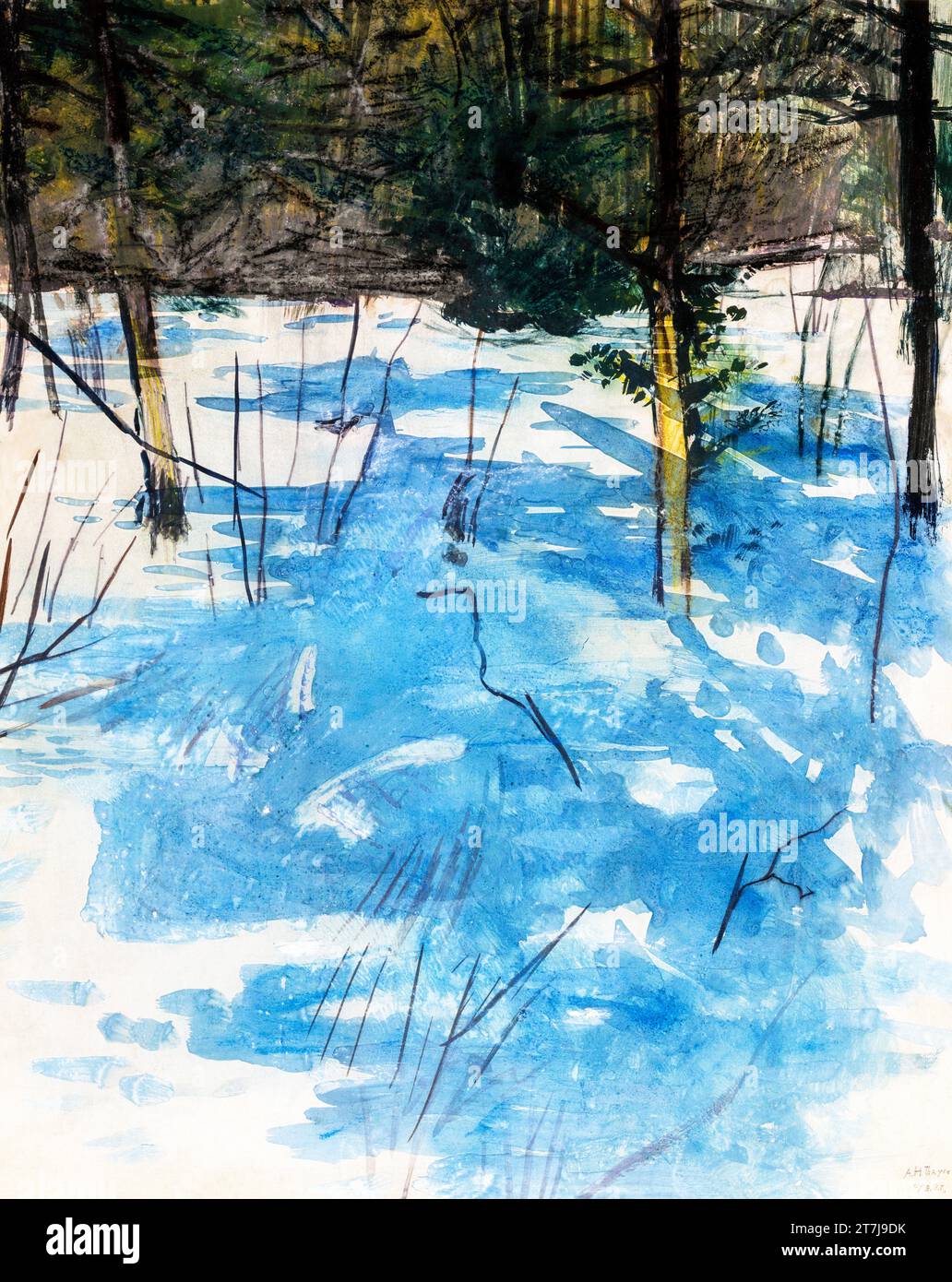 House in woods painting hi-res stock photography and images - Alamy
