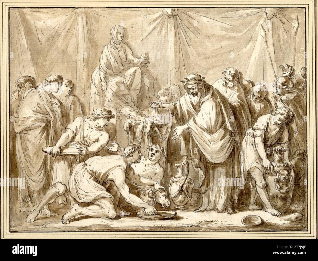 Joseph Antoine David Sacrifice in honor of the goddess Vesta. Graphite ...