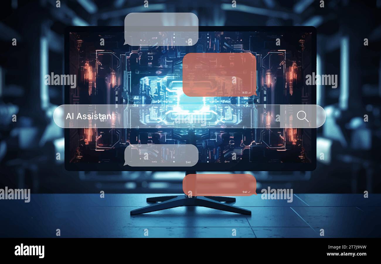 Chatbot Illustration Template, AI Chat Technology Communication ...