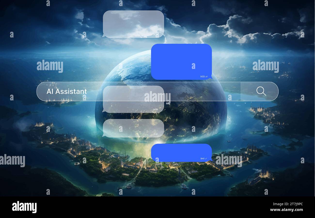 Chatbot Illustration Template, AI Chat Technology Communication, Futuristic Robot Chat, AI Deep ...