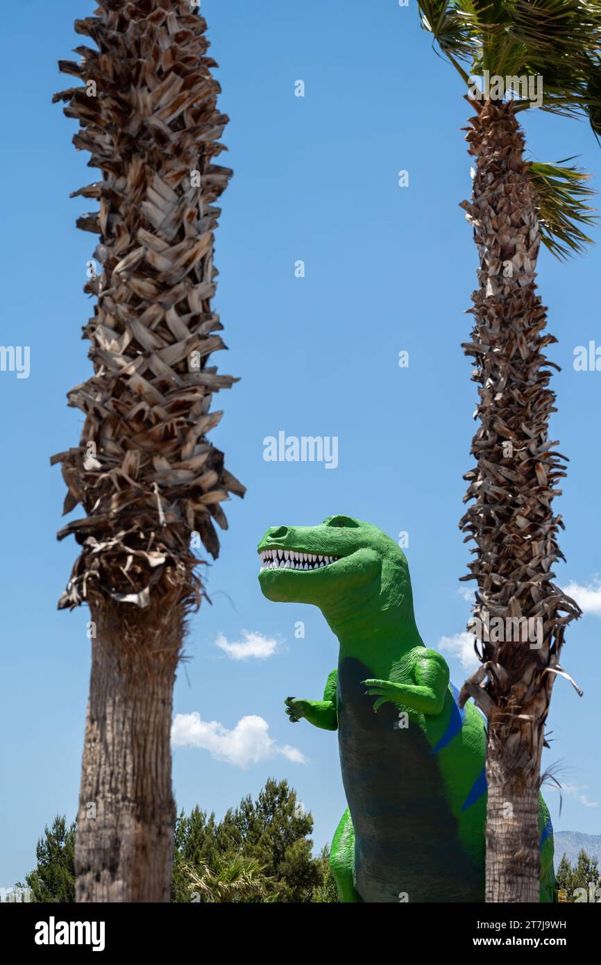 Palm Springs, California - May 12, 2023: A giant green statue of a ...