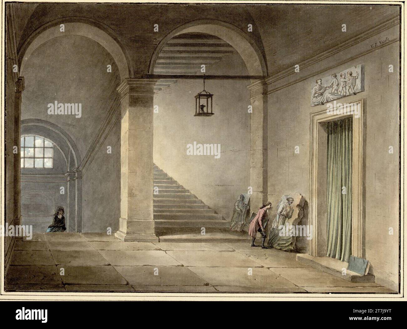 Victor Jean Nicolle View of the Vestibül and the upper staircase of the ...