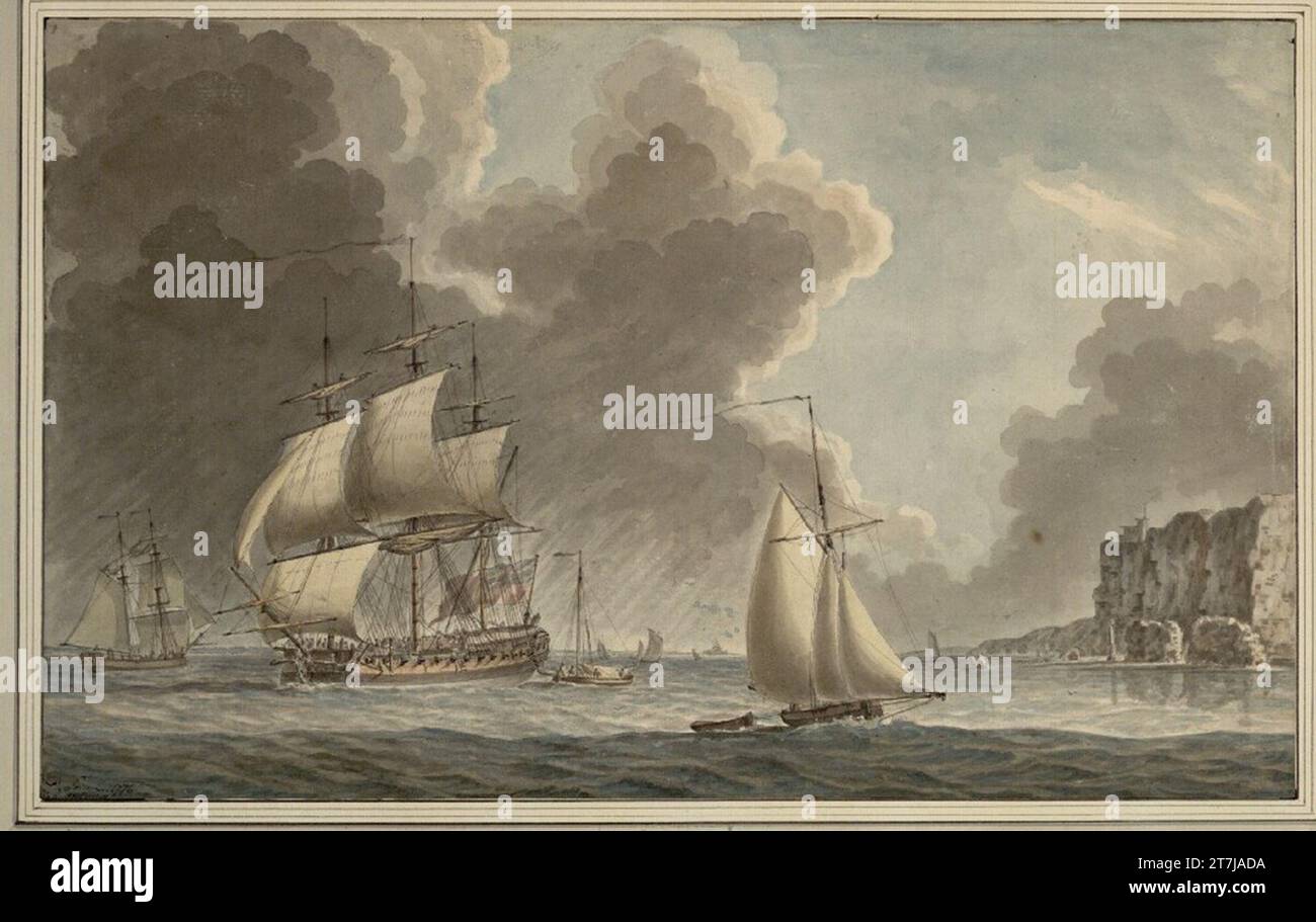 Dominic Serres A warship and other ships in stormy weather off the ...