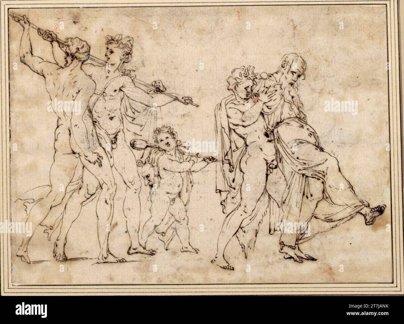 Piero Buonaccorsi gen. Perino del Vaga Skizzenblatt. Bacchantic scene ...