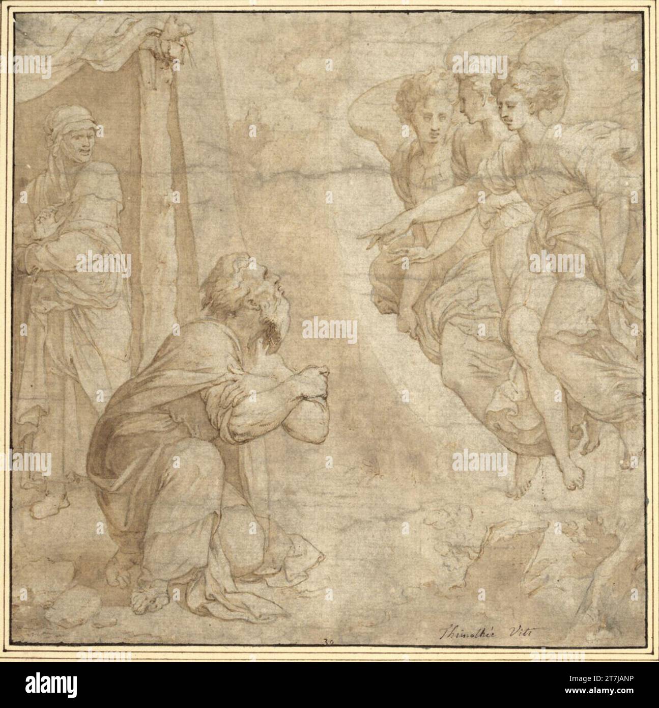 Girolamo Sellari gen. da Carpi Abraham and the three angels. Chalk ...