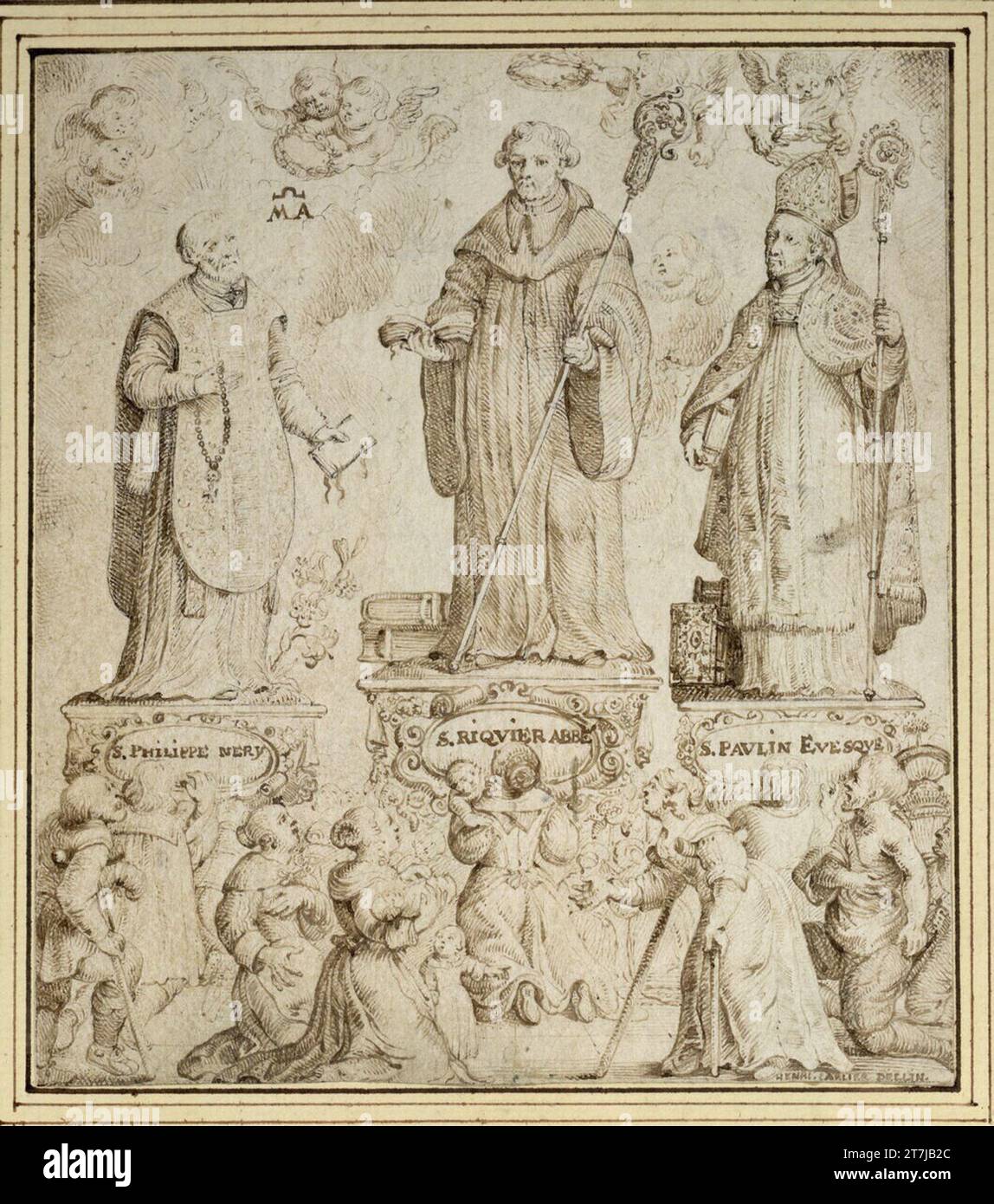 Henri Carlier Three statues of saints revered by the people: Filippo ...