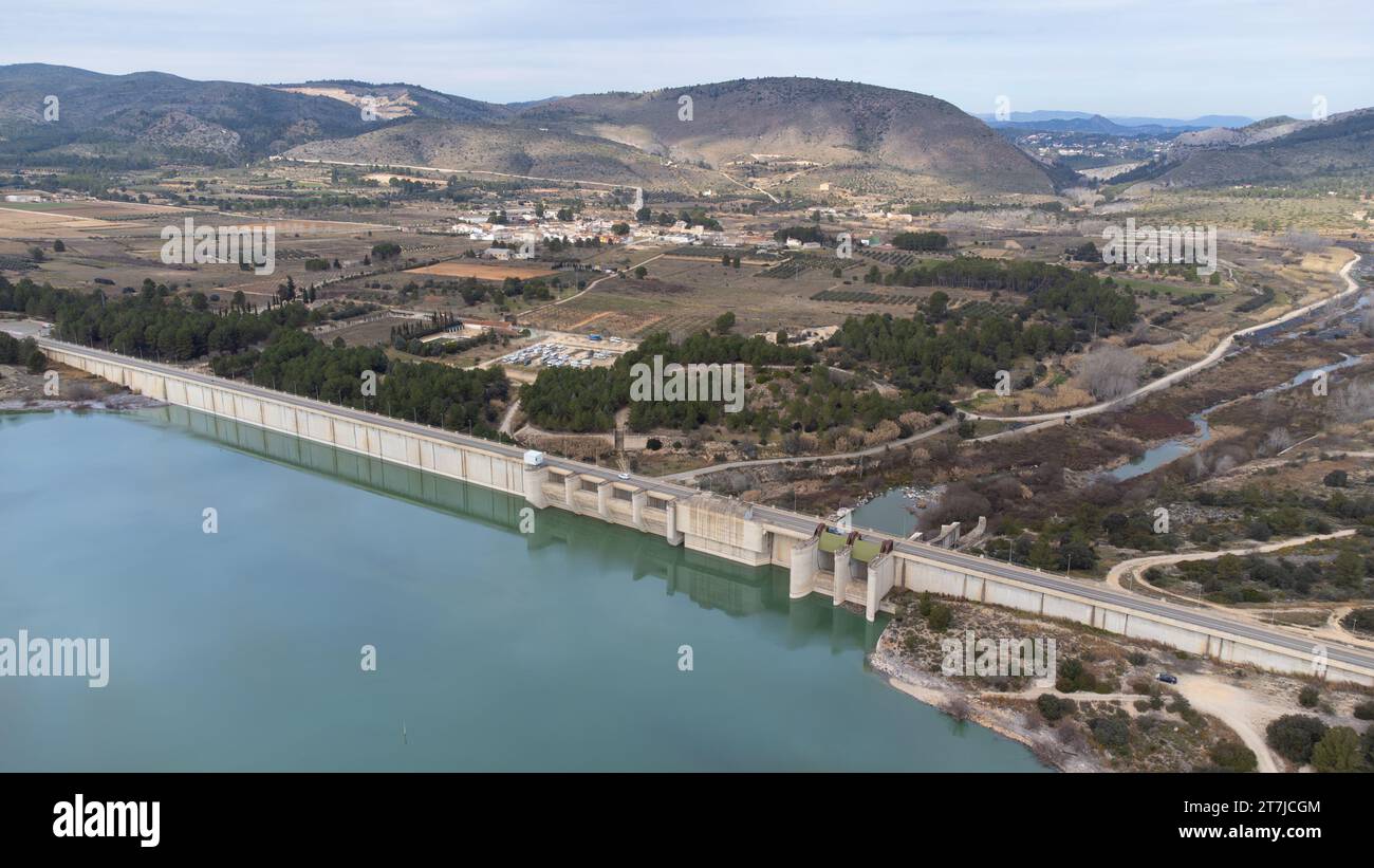 Rear view of the Bellus dam dedicated to containing water for ...