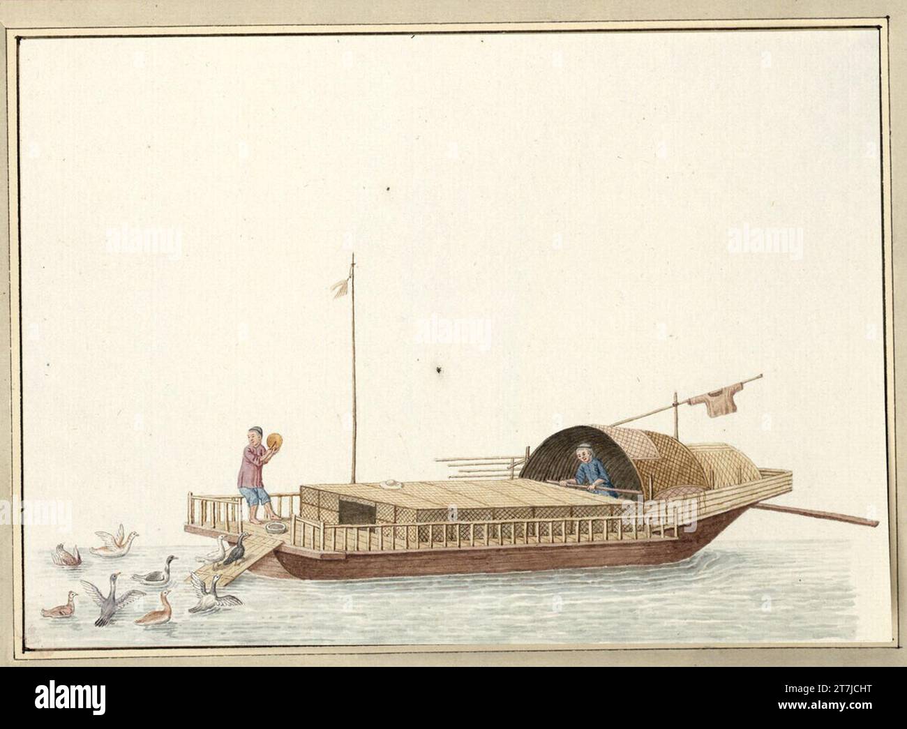 Anonym Chinese poultry barge. Watercolor Stock Photo - Alamy