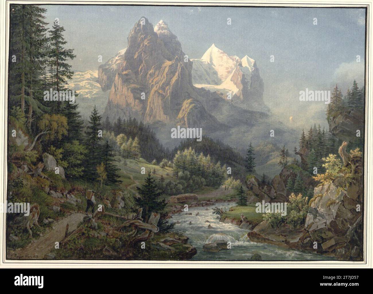 Jacob Mayer Wellhorn and Wetterhorn, on the left of the ...