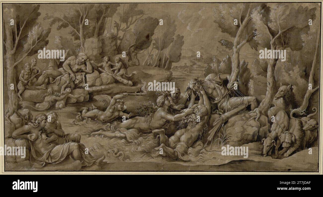 Giulio Romano Hylas, robbed of the nymphs. Three nymphs, cheered on by ...