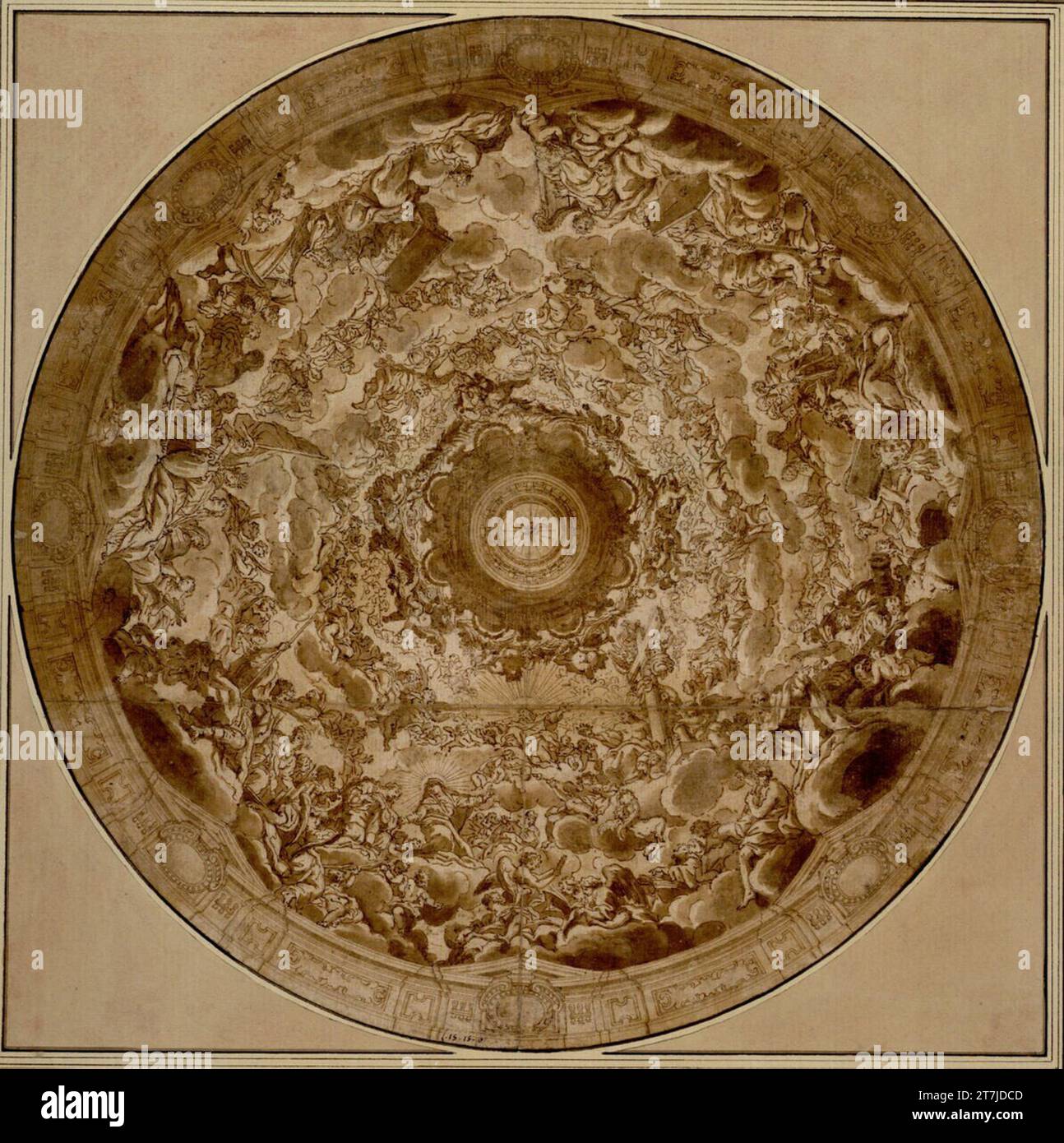 Nicolas Dorigny The transfiguration of the Holy Agnes (Tondo). Feather ...