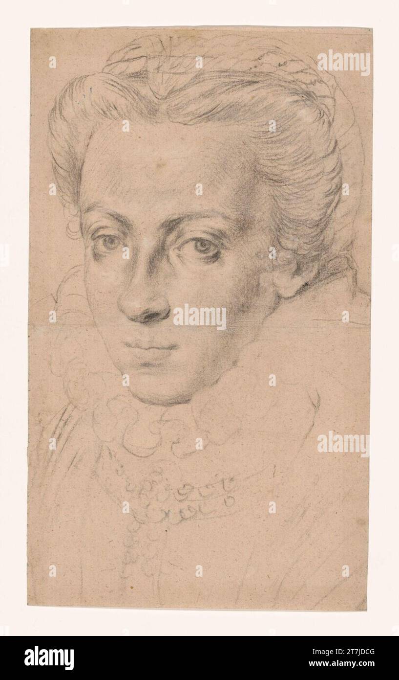 Peter Candid gen. Peter de Witte Female portrait. Black and white chalk ...