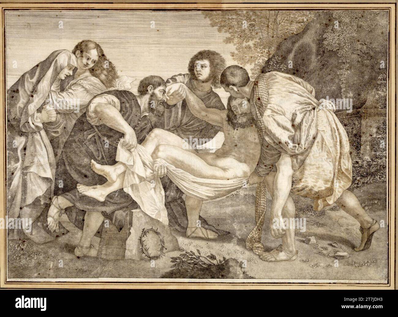 Gaetano Biccari Grablegung. Feder in brown and black 1732 , 1732 Stock Photo - Alamy