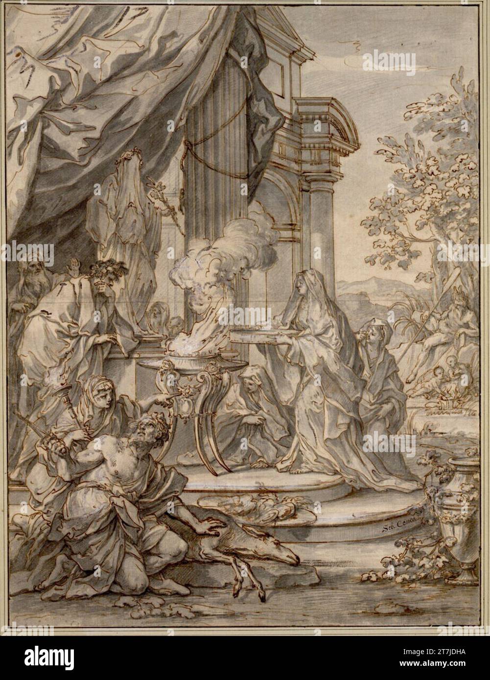 Sebastiano Conca The Vestalin Tuscia shows her innocence by wearing ...