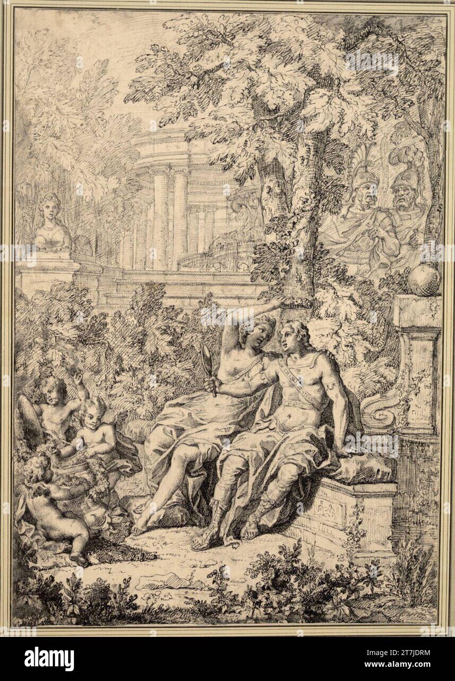 Francesco Fontebasso Rinaldo sees his reflection. Feder in Grau Stock ...