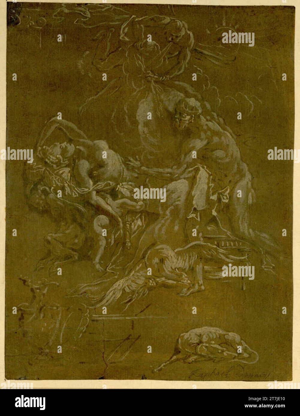 Georg Raphael Donner Jupiter and Endmene. Feder in gray, brown paper ...