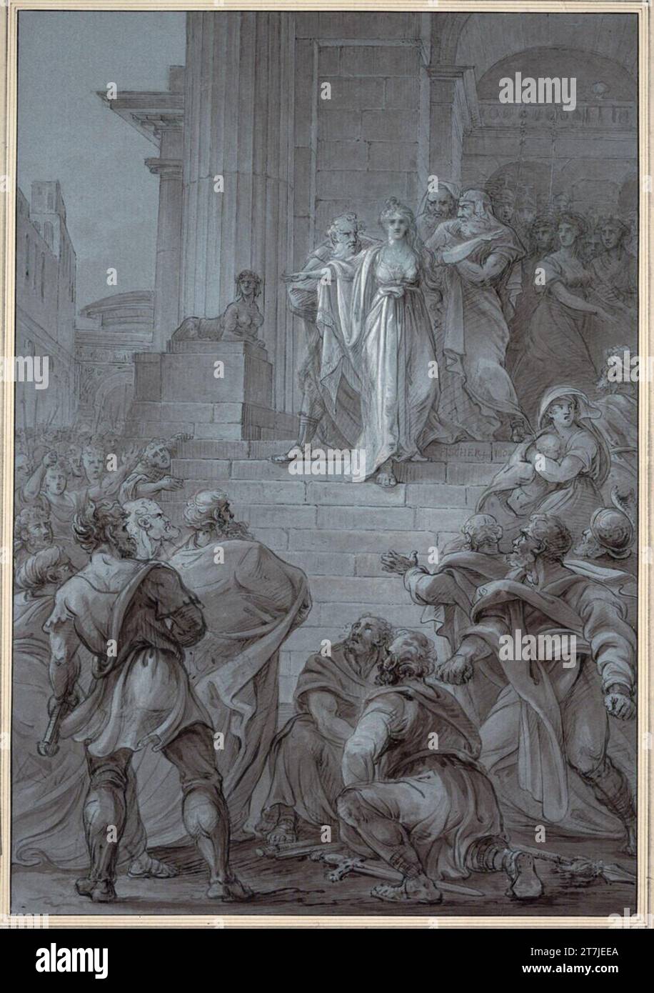 Joseph Fischer Semiramis and the Babylonian people. Feather and brush ...