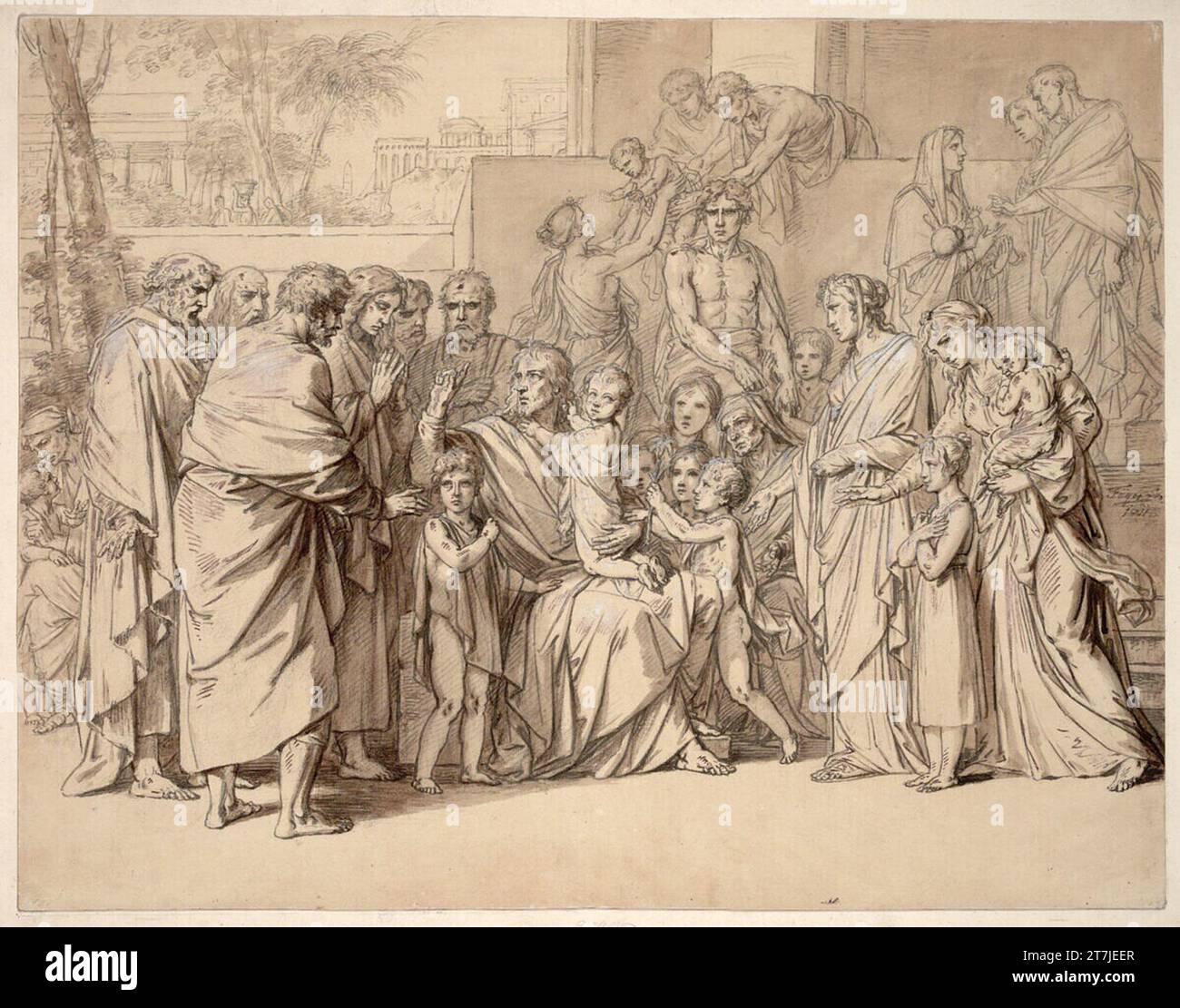 Heinrich Friedrich Füger Jesus and the children. Pencil, feather in ...