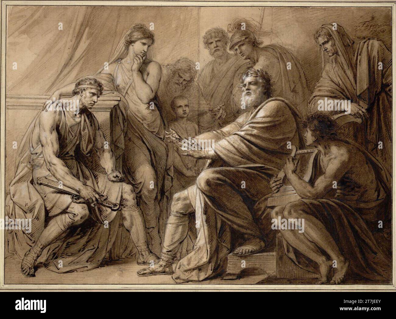 Heinrich Friedrich Füger Homer, an ode lecture. Feder and brush in ...