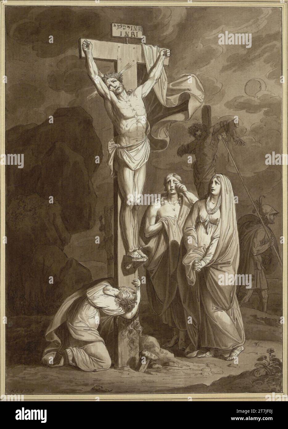 Karl Russ The crucifixion. Feder and brush in brown 1803 , 1803 Stock ...