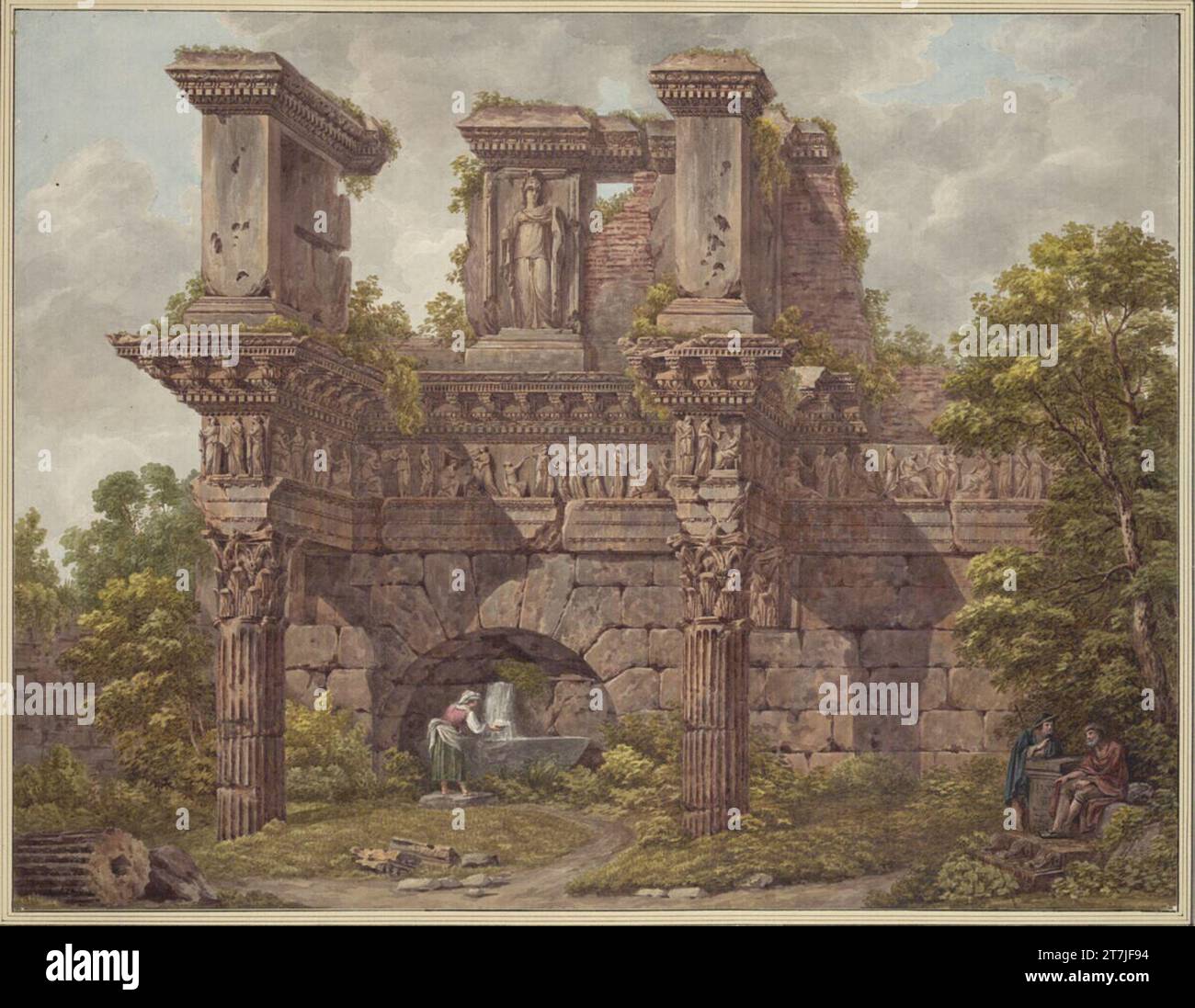 Maximilian von Verschaffelt Game from the nerve forum in Rome in a fantasy landscape. Brush in ...