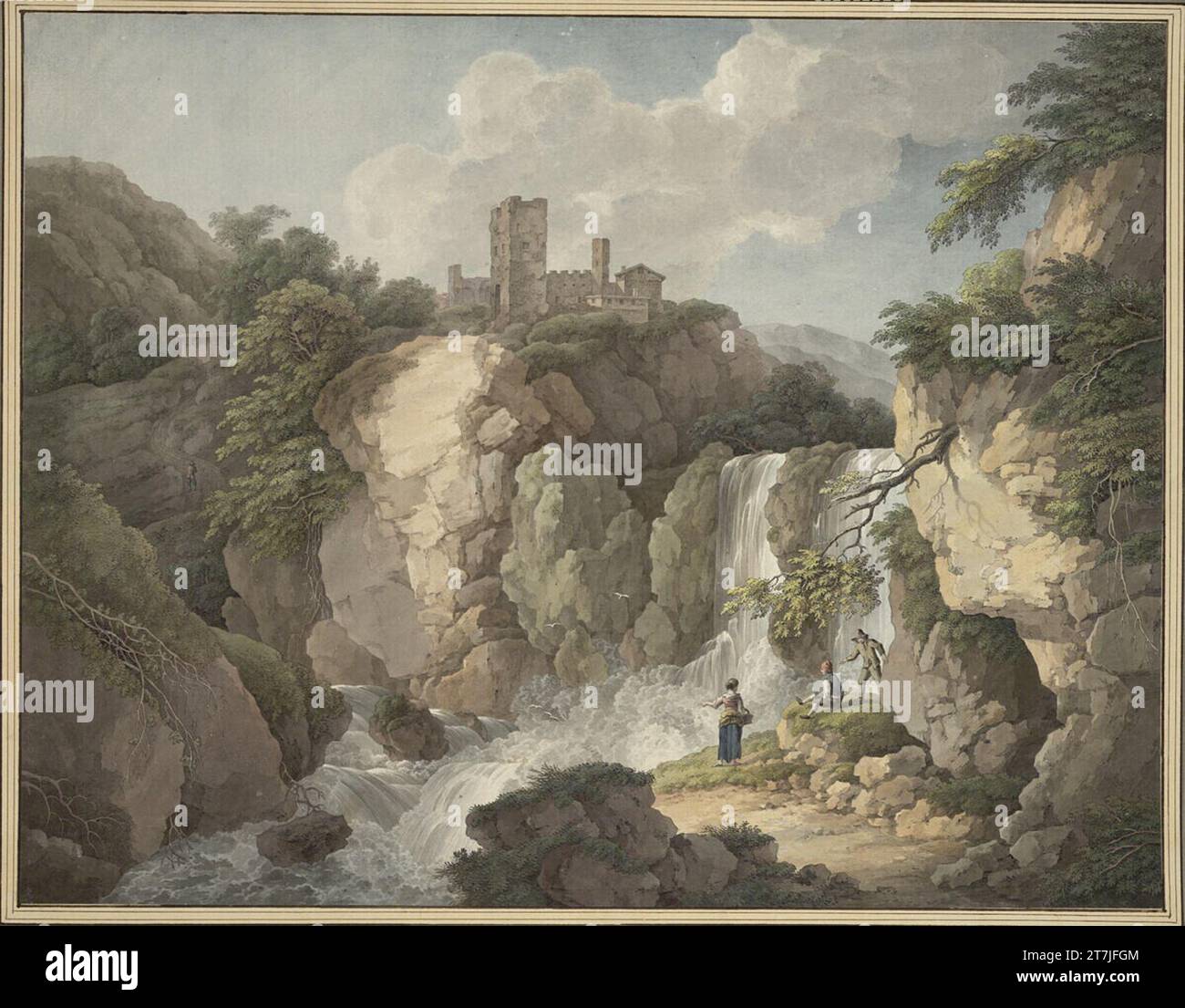 Adrian Zingg Rock gorge with a powerful waterfall, on a rock hill over ...