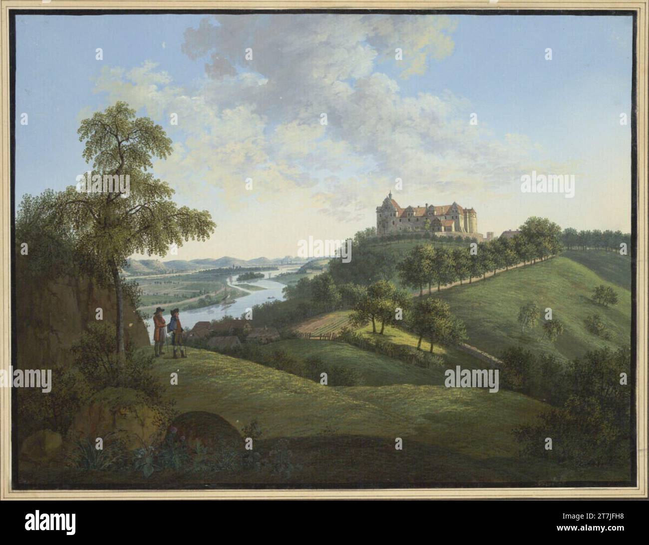 Carl Gottlob Ehrlich The Scharfenberg Castle on the Elbe near Meißen ...