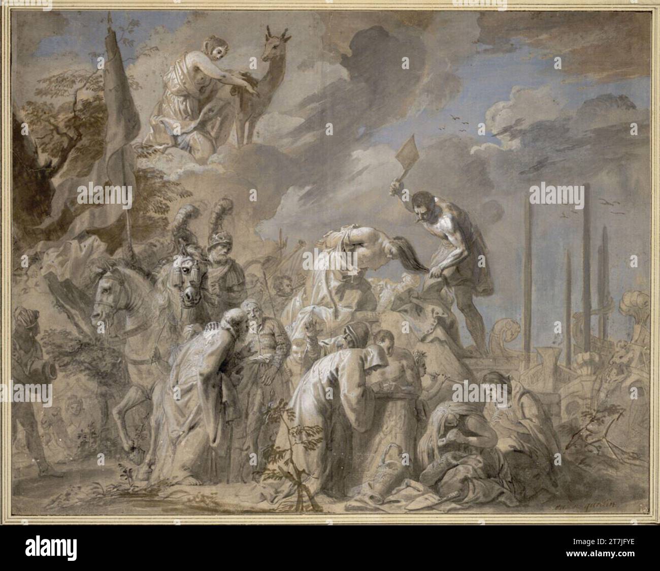 Jan Erasmus Quellinus Sacrifice of iPhigenie on Tauris. Brush in gray ...