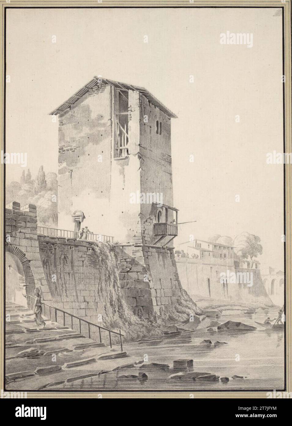 (Chevalier) Nicolas Henri Joseph de Fassin (Chevalier) Tower on an ...