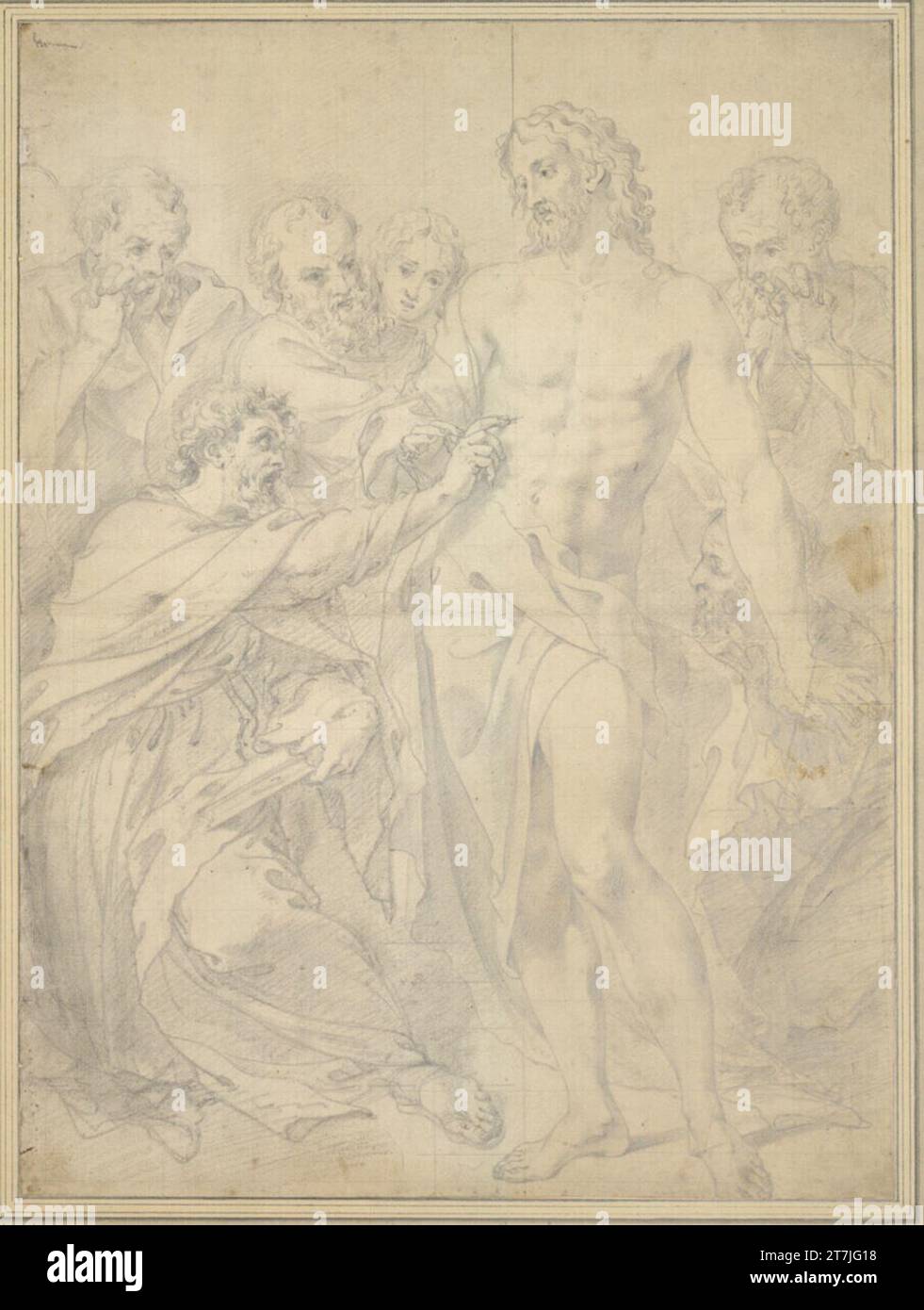 Adriaen van der Werff The unbeliever Thomas. Graphitic pencil, (laved ...