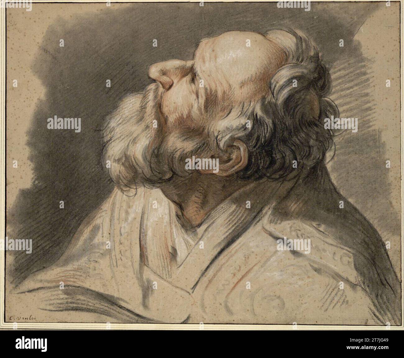 Charles André Van Loo Half portrait of a priest, raised the view to the ...