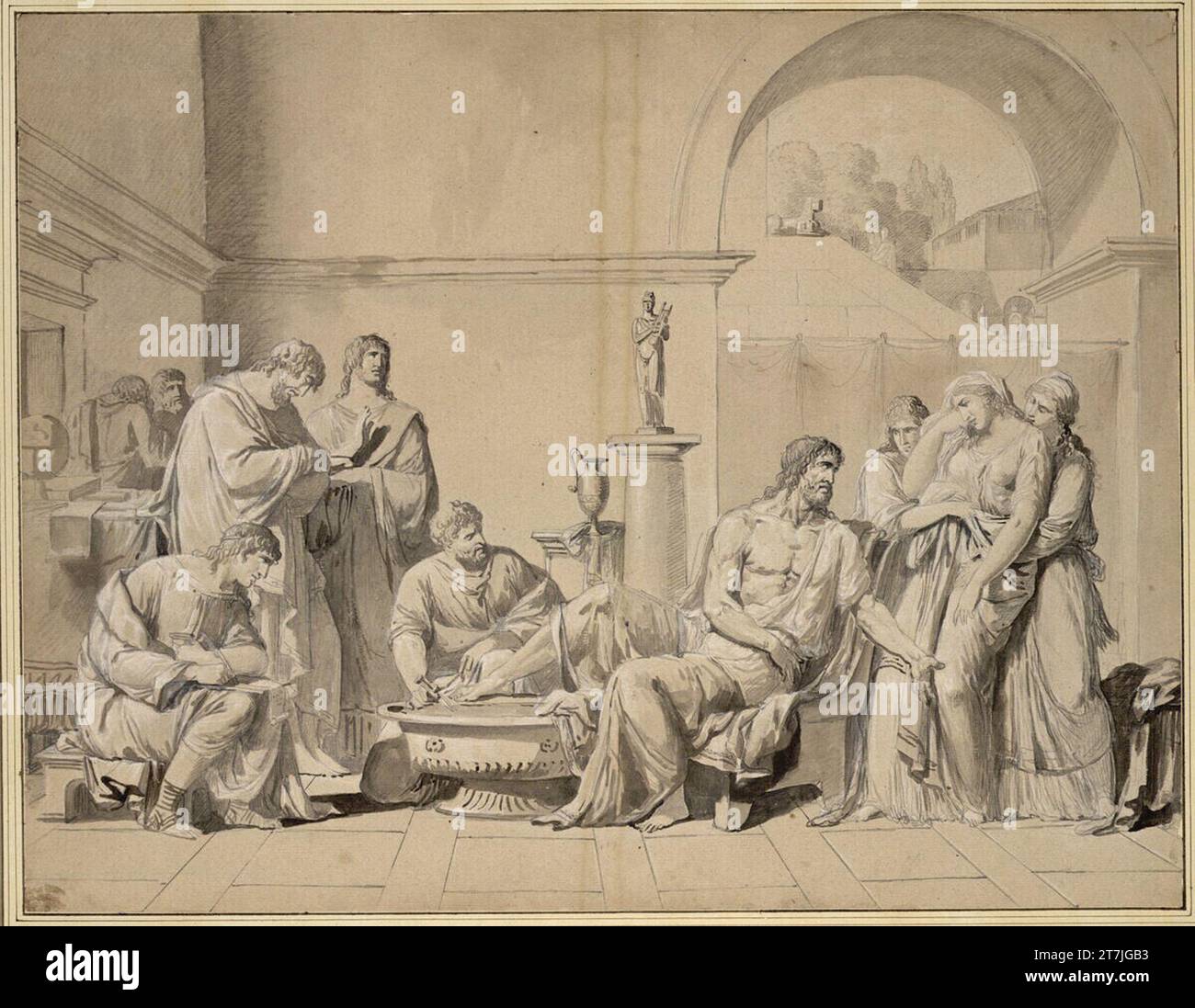 Germain Jean Drouais Seneca consoles his family before his death. Feder ...