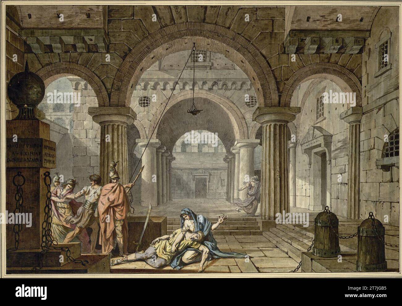 Jean-Baptiste Coste Theatral decoration hosted by a tragic scene ...